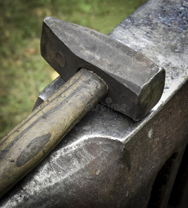 Forging Hammer on the Anvil Stock Image - Image of blacksmith, rusty ...