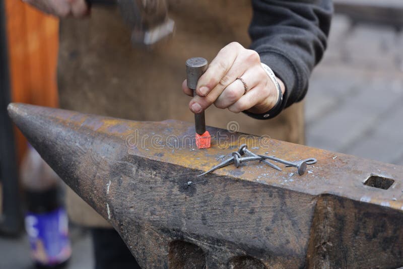 Metal forging stock photo. Image of blacksmith, table - 166322556