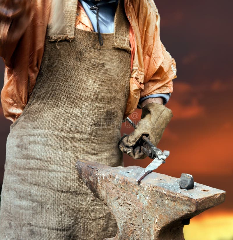 Forging an Iron on an Anvil. Stock Photo - Image of making, handwork ...