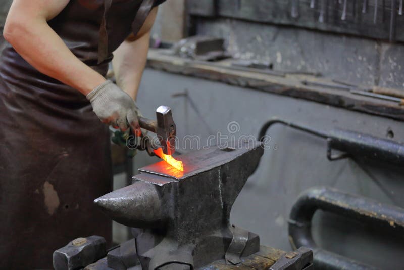 The Process of Manufacturing a Craft Product in a Forge Stock Image ...
