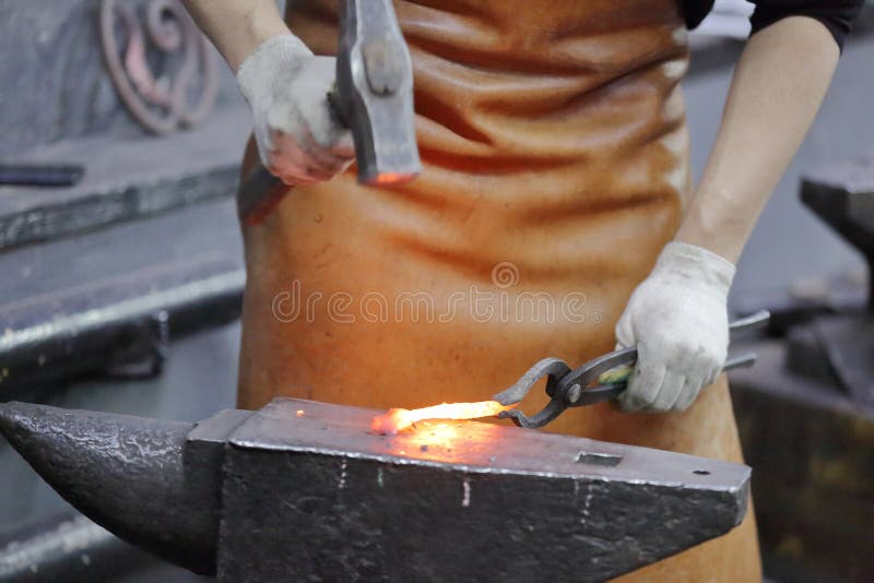 The Process of Manufacturing a Craft Product in a Forge Stock Image ...