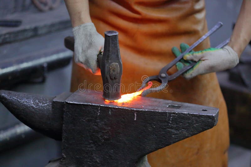 The Process of Manufacturing a Craft Product in a Forge Stock Photo ...