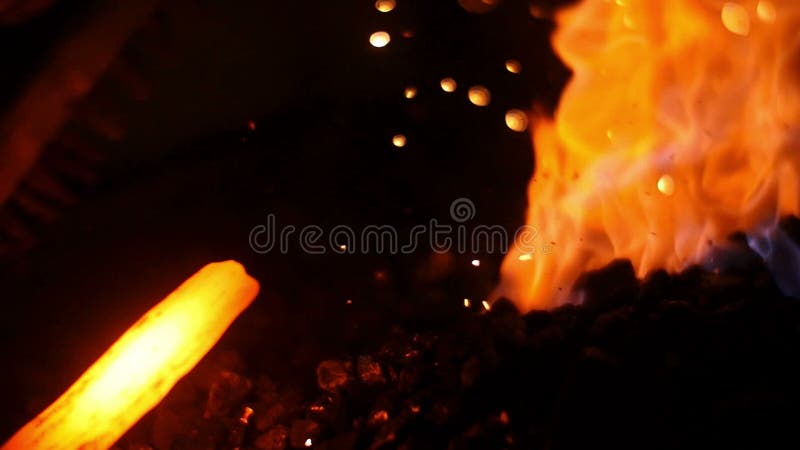 Blacksmith Forging a Swords with Fire Sparks Stock Footage - Video of ...