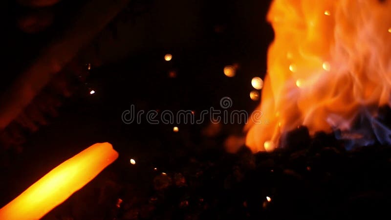 Forging a Swords with Fire Sparks Stock Footage - Video of blacksmith ...
