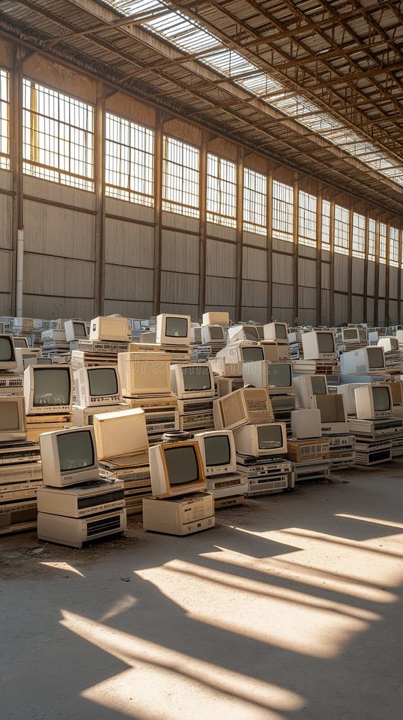 Forgotten Desktop Computers Piling Up in Derelict Warehouse ...