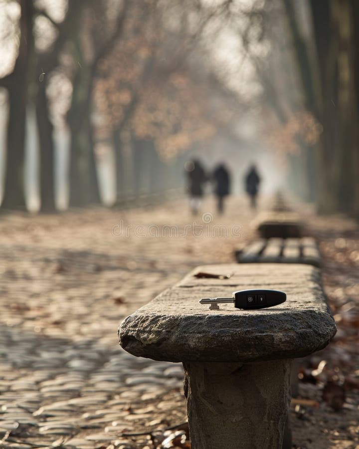 Forgotten Fitness Tracker on Park Bench in Tranquil Forest Pathway ...