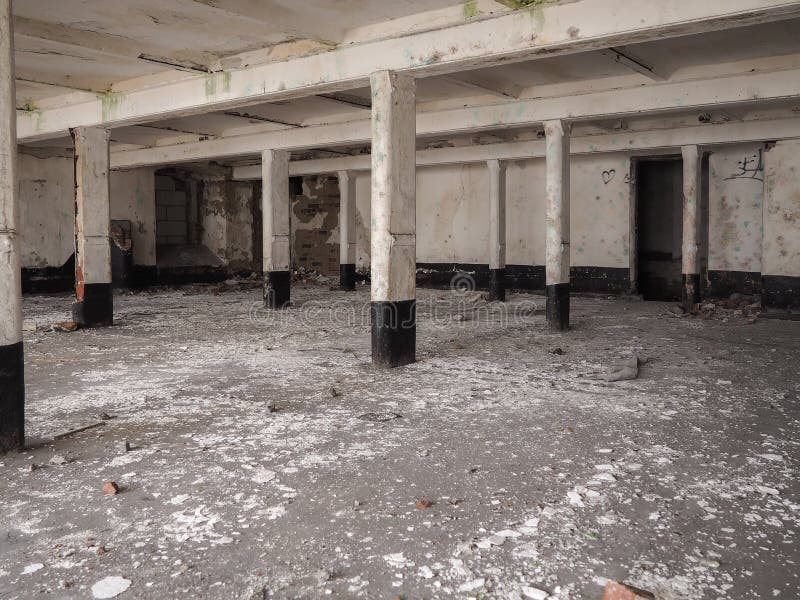 Forgotten Hall in Old Factory Stock Image - Image of architecture ...