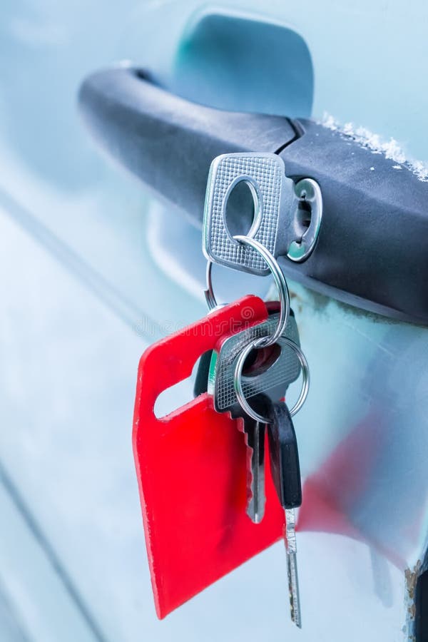 Forgotten Keys Inserted into Car Door Lock Stock Photo - Image of ...