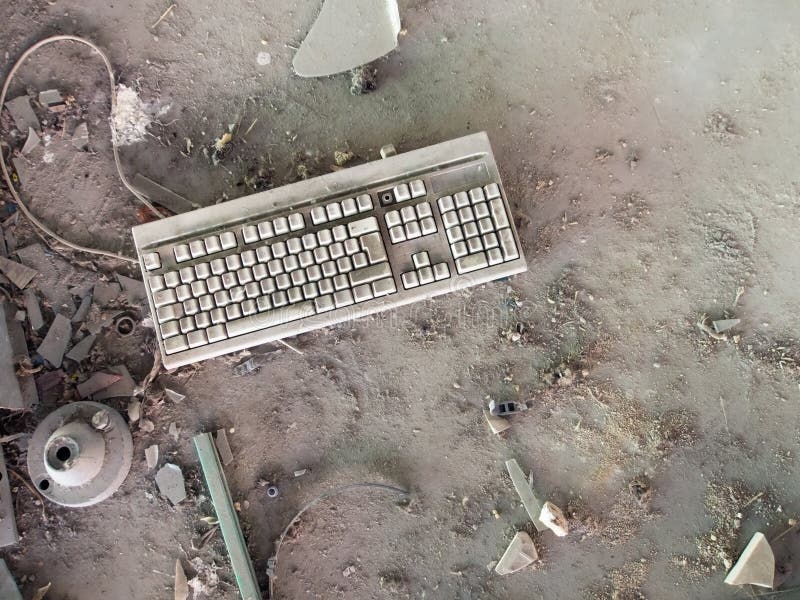 Very Old Computer Keyboard, Abandoned and Covered in Dust. Stock Image ...
