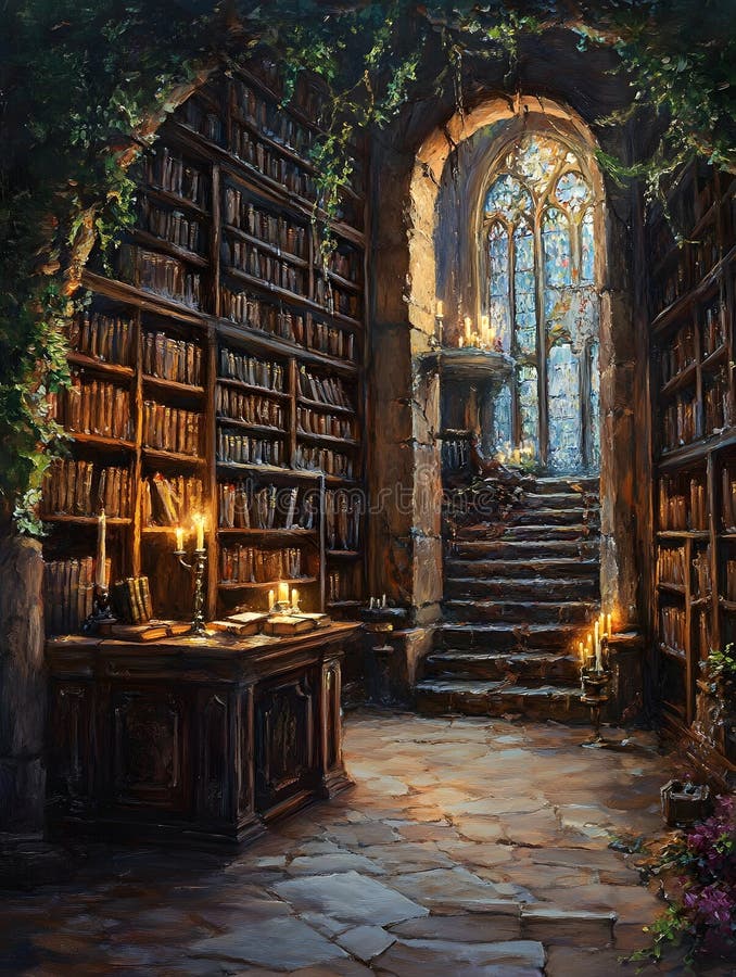 The Forgotten Library of Arcane Knowledge Oil Painting Stock ...