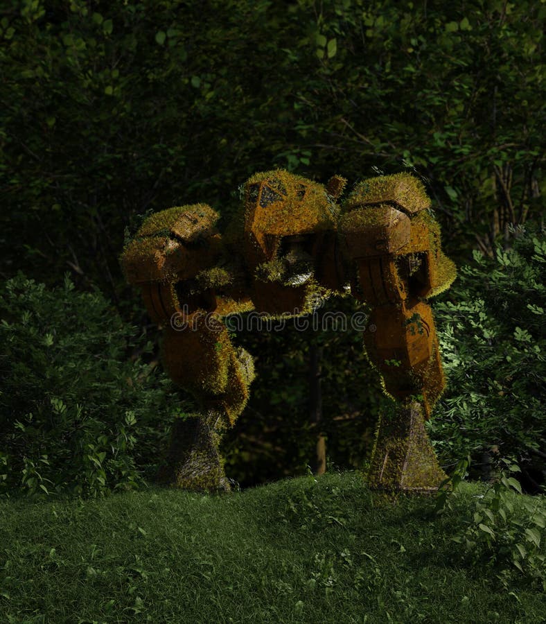 Forgotten Overgrown Rusting War Machine Stock Illustration ...