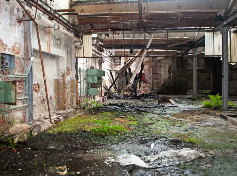 Abandoned Factory - Floor To Celling Stock Image - Image of wall, quiet ...
