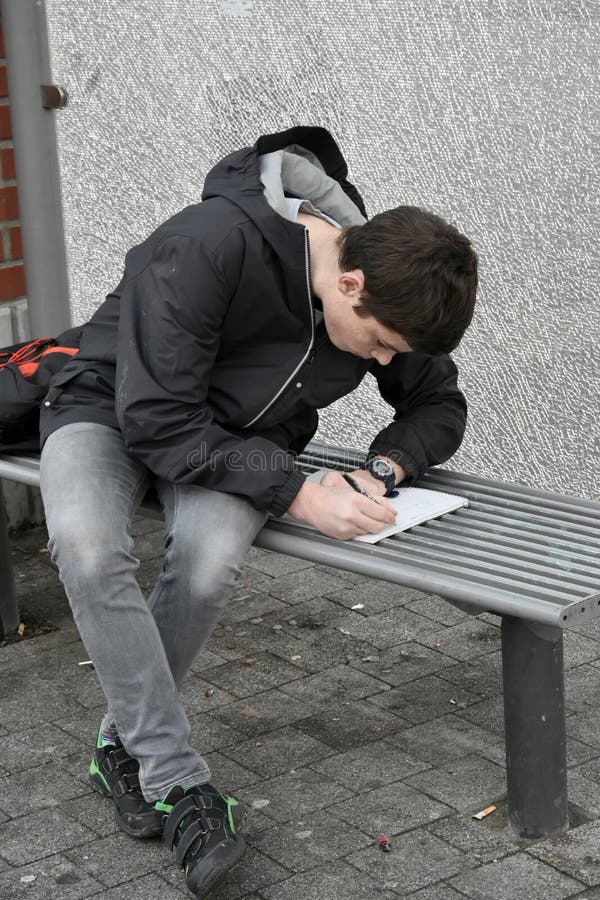 Forgotten school homework stock image. Image of bench - 108654155