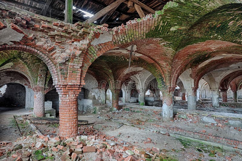 Forgotten Stable with a Beautiful Brick Vault Stock Image - Image of ...