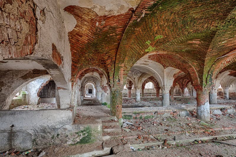 Forgotten Stable with a Beautiful Brick Vault Stock Photo - Image of ...