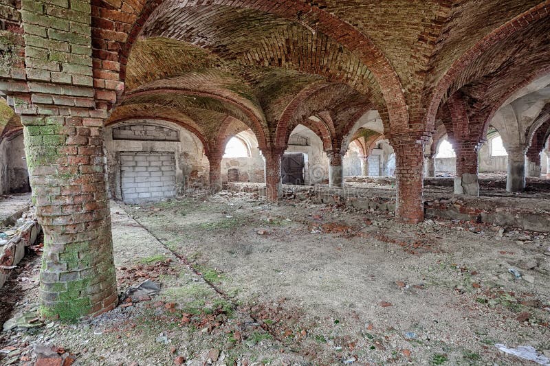 Forgotten Stable with a Beautiful Brick Vault Stock Image - Image of ...