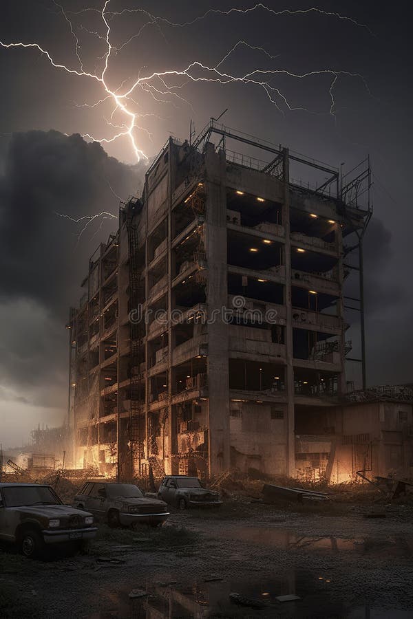 Forgotten in the Storm: an Abandoned Construction Site Illuminated by ...