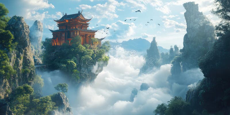 A Forgotten Temple Hidden in a Floating Cloud for Mystical, Ancient ...