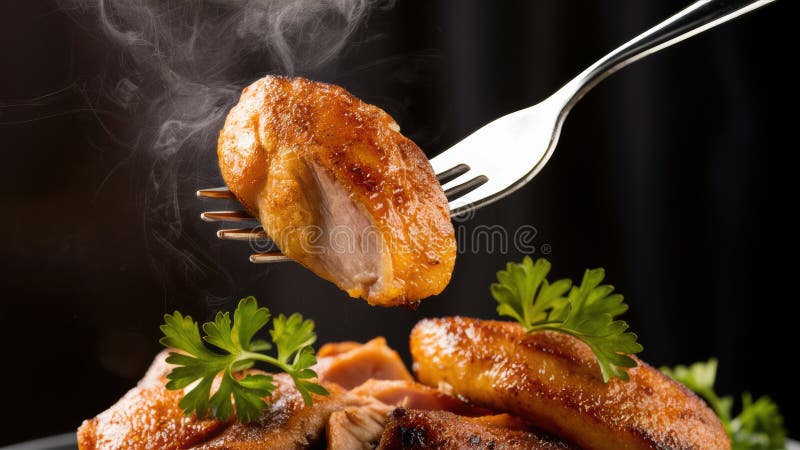 A Fork is Being Used To Pick Up Some Food on a Plate, AI Stock Image ...