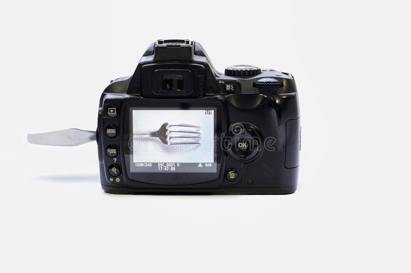 The Fork Breaking through the Reflex Camera Stock Photo - Image of ...