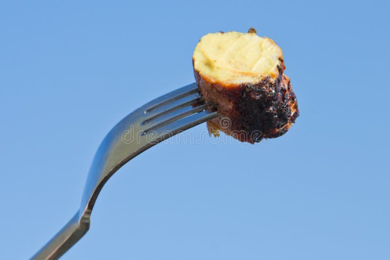 Fork con la salchicha foto de archivo. Imagen de fresco - 24082094