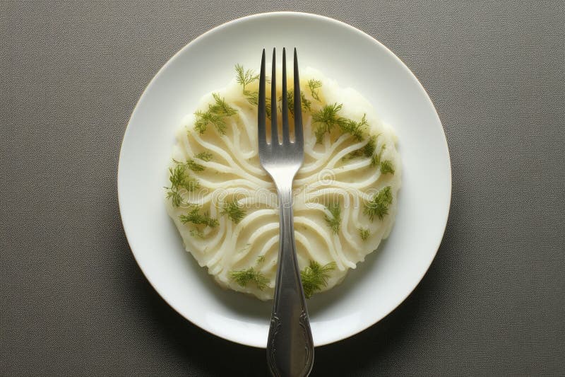 Fork Creating Pattern on Mashed Potato Layer Stock Illustration ...