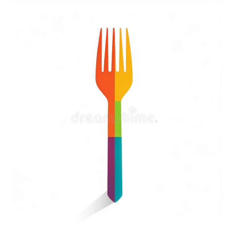 Rainbow Colored Fork: Minimalistic Graphic Design Inspired Vector Art ...