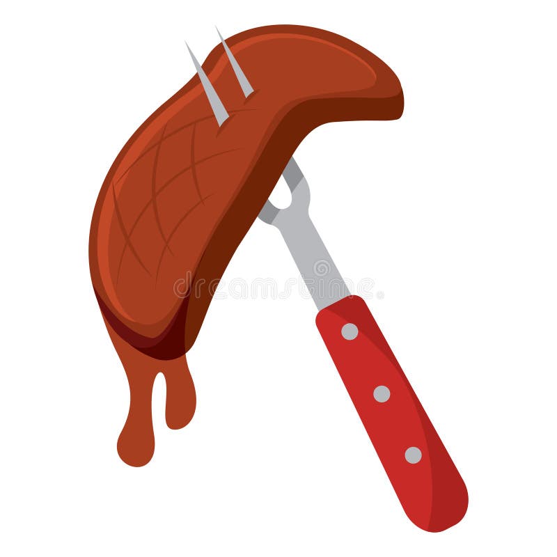 Fork with Dripping Steak. Vector Stock Vector - Illustration of beef ...