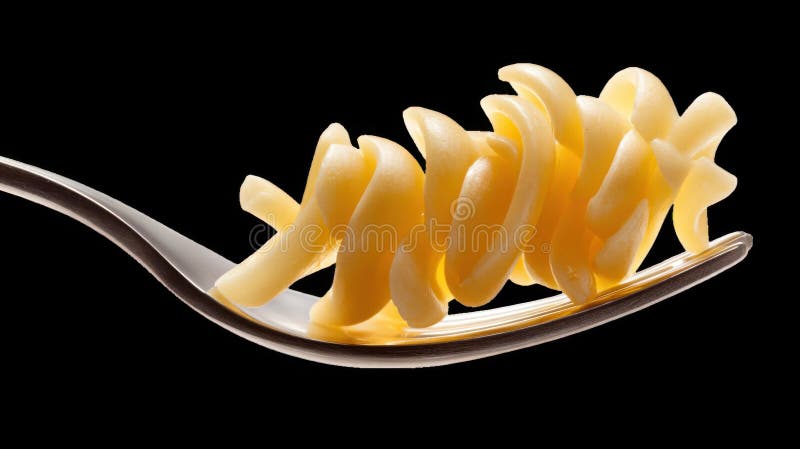 Fork Elegantly Twirling Fusilli Pasta with Transparent Background Stock ...