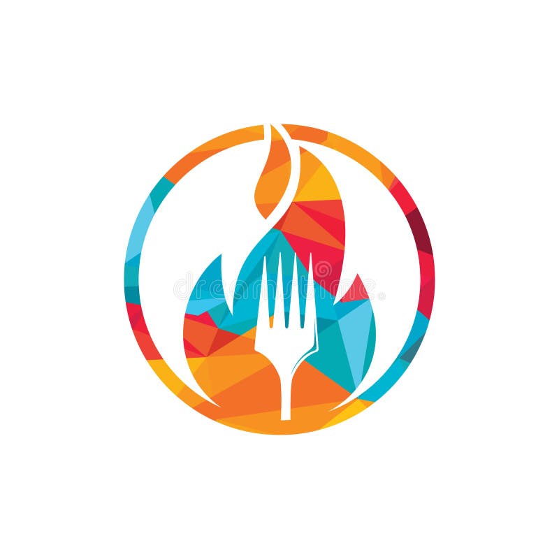 Fork Fire Vector Logo Design Template. Spicy Meals and Barbecue Party ...