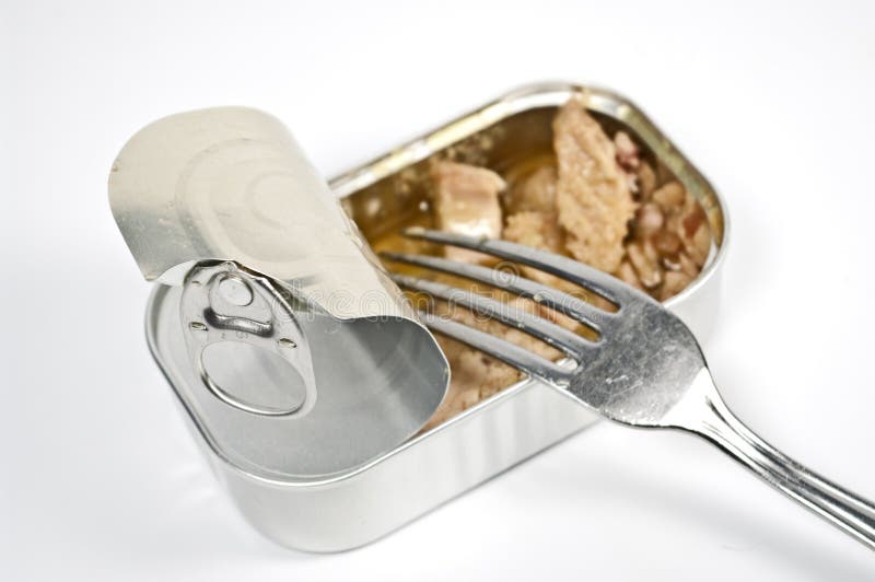 Fork and fish can stock photo. Image of prepared, fork - 13176648