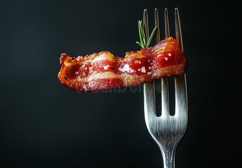 Fork-fried Bacon, Seasoned with Rosemary and Pink Salt Stock Photo ...