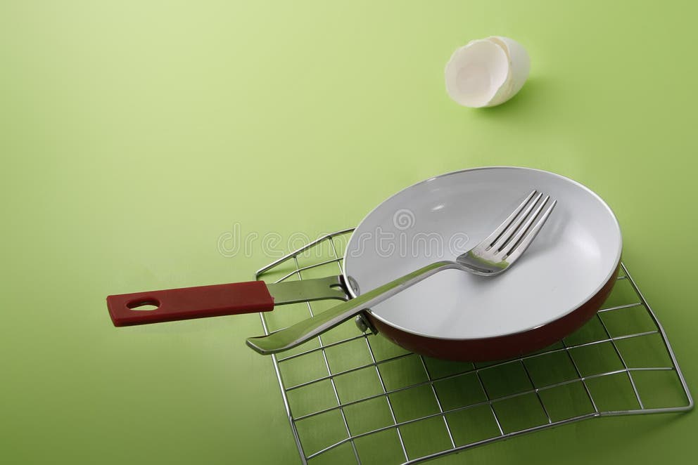 Fork in frying pan stock photo. Image of yolk, frying - 27174940