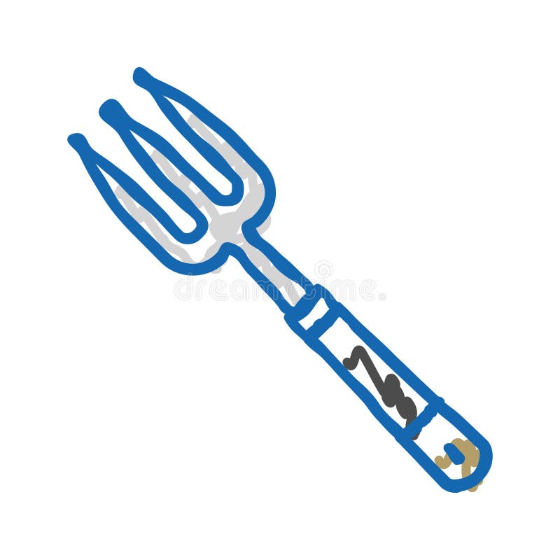 Fork Garden Tool Icon Doodle Illustration Stock Vector - Illustration ...