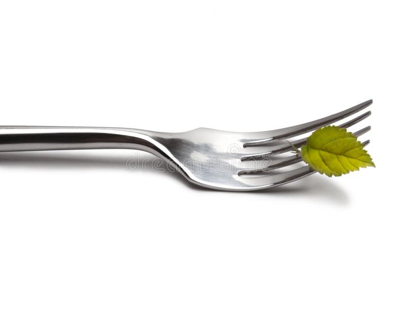 Fork with green leaf stock photo. Image of kitchen, closeup - 16857160