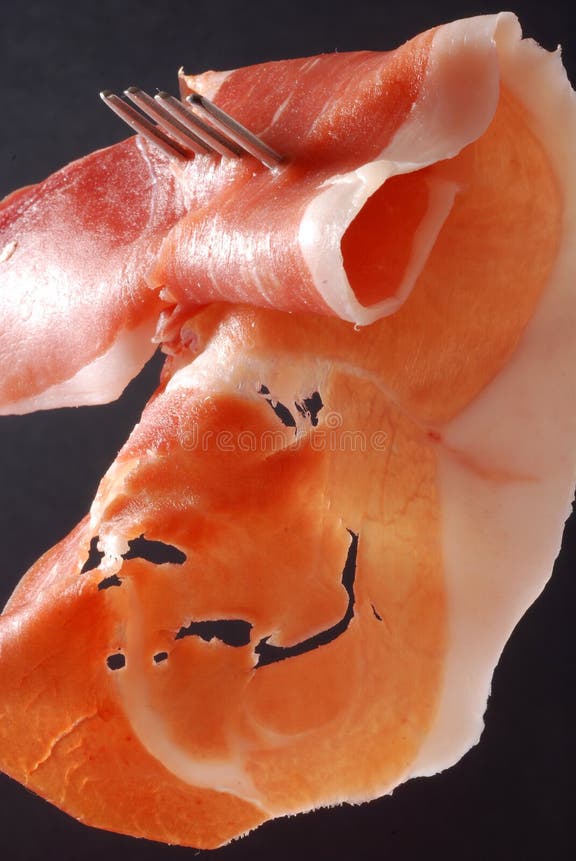 Fork and ham stock photo. Image of appetizing, industry - 18039362