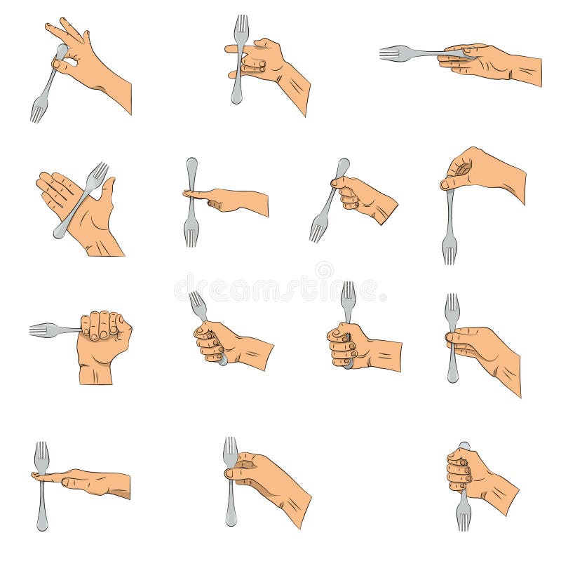 Fork in Hand. Hand Holding the Fork with the Reverse Side, by Two ...