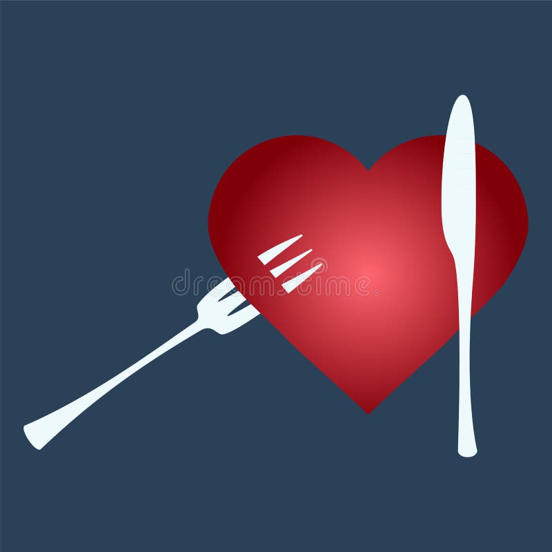 Fork into heart shapes stock vector. Illustration of kitchen - 55186133