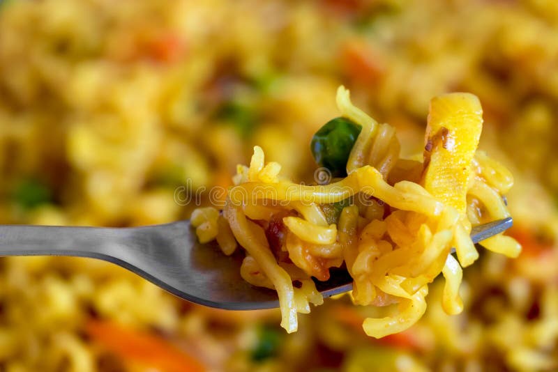 Spicy Fried Instant Noodles (Maggi Noodles),close-up Stock Photo ...