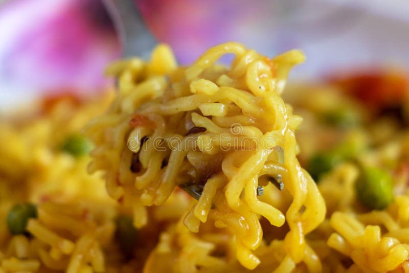 Spicy Fried Instant Noodles (Maggi Noodles),close-up Stock Photo ...