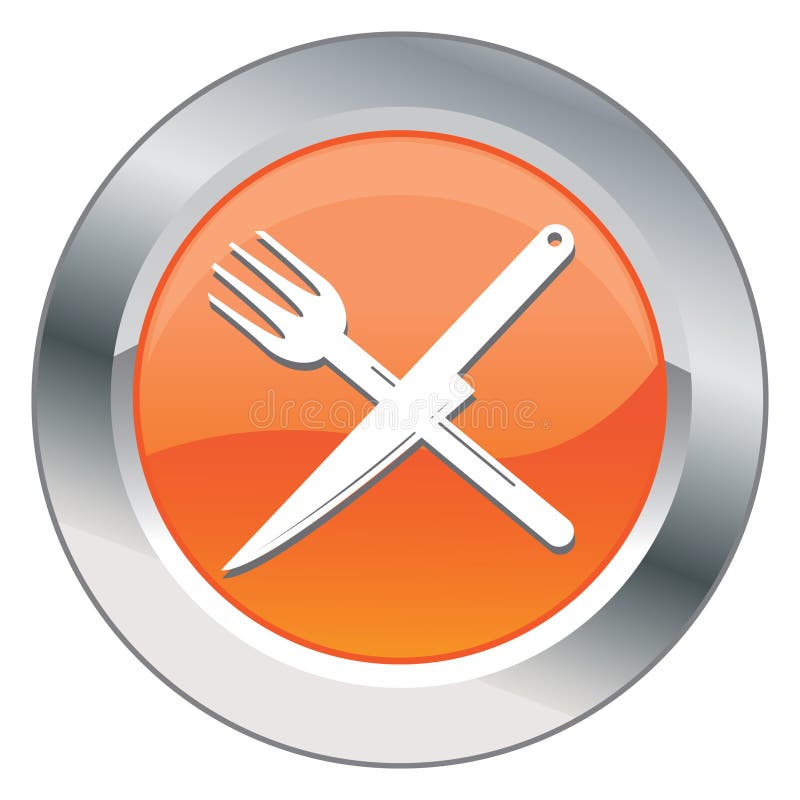 Fork and Knife Button. Vector Illustration Decorative Design Stock ...
