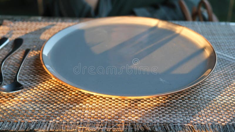 Fork, Knife and a Circle Shape Plate on Table Stock Footage - Video of ...