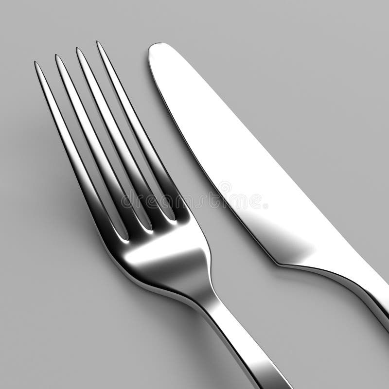 Fork and knife on grey stock illustration. Illustration of meal - 74461967