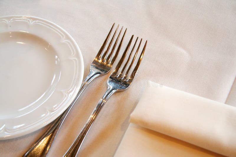 Fork , knife, napkin stock image. Image of restaurant, tablecloth - 370971