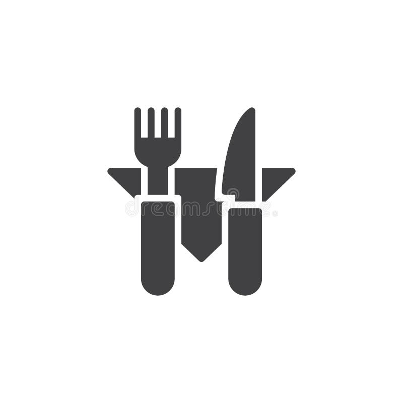Fork, Knife and Dish Icon, Outline Vector Logo Illustration, Filled ...