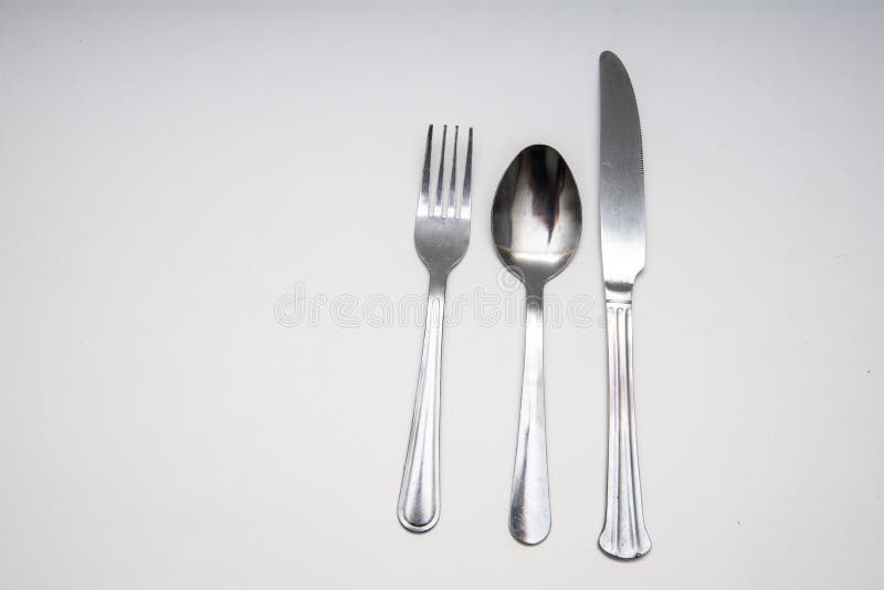 Fork, Knife, Spoon White Backdrop Stock Image - Image of metal, knife ...
