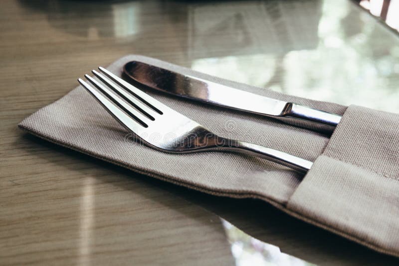 Fork and Knife on the Table Stock Image - Image of lunch, plate: 219919313