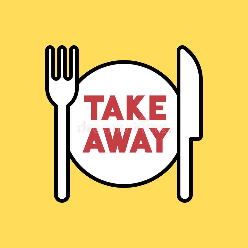Fork and Knife with Takeaway Icon Stock Vector - Illustration of ...