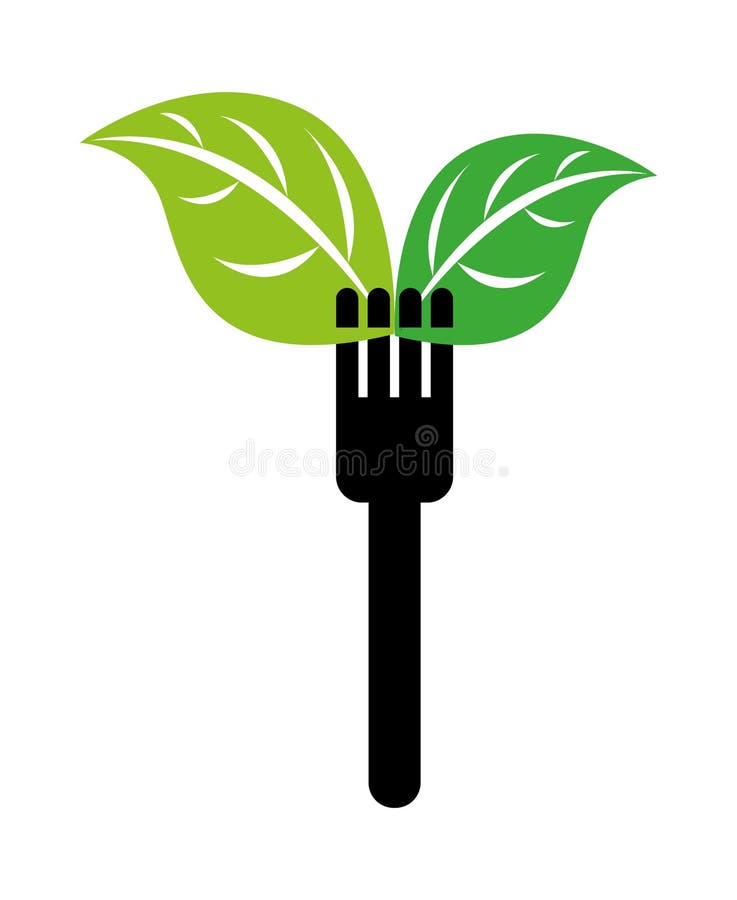 Fork with Leafs Isolated Icon Design Stock Illustration - Illustration ...