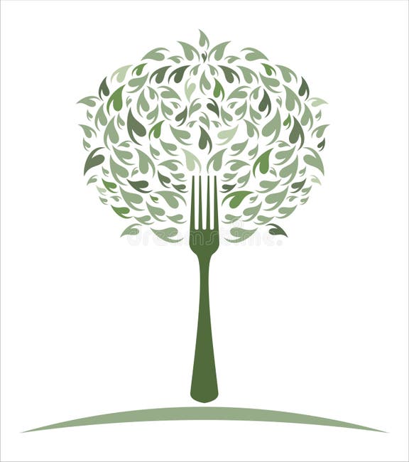 Fork with Lettuce/Leaves stock vector. Illustration of abstract - 14097461